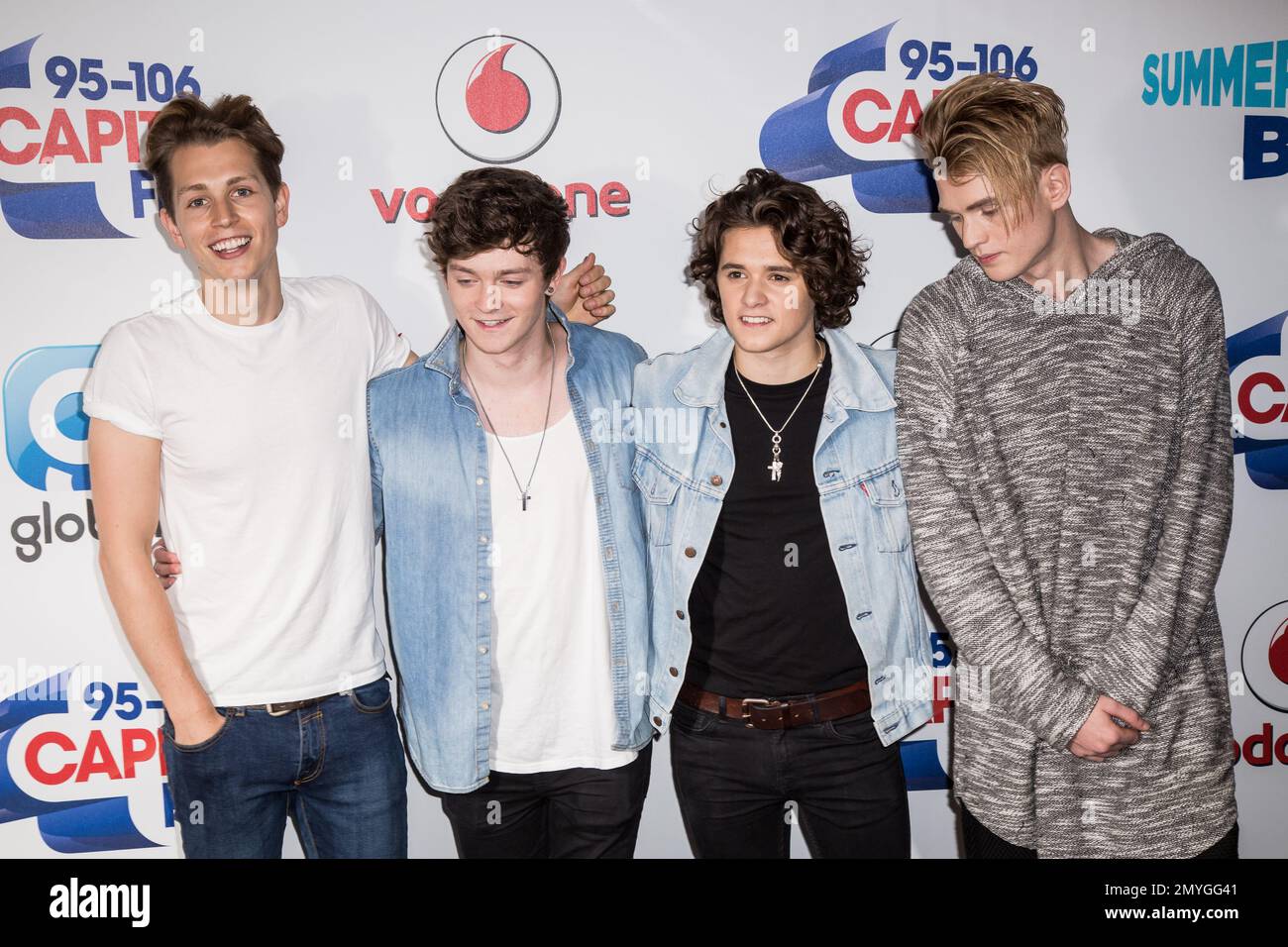 Band members of music group The Vamps pose for photographers before ...