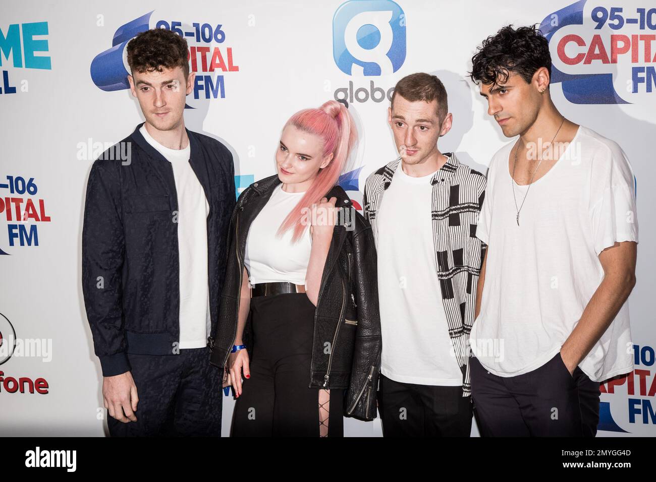 Band members of music group Clean Bandit pose for photographers before ...