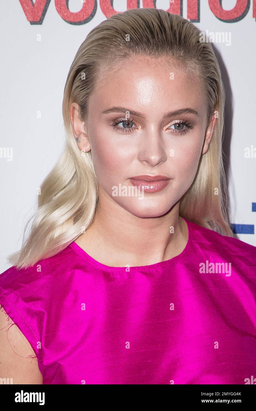 Singer Zara Larson poses for photographers before performing on stage ...