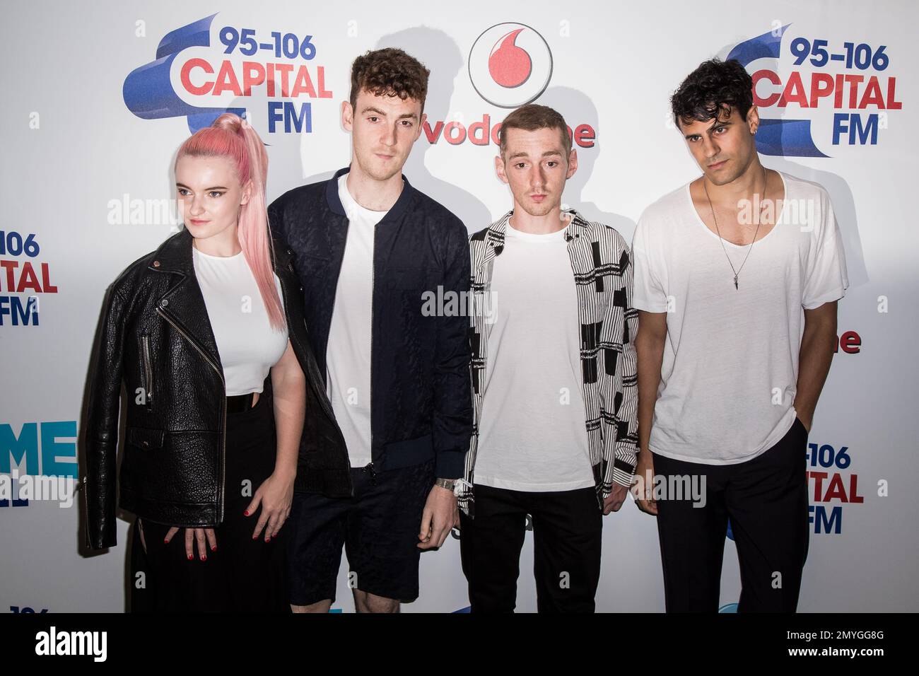 Band members of music group Clean Bandit pose for photographers before ...