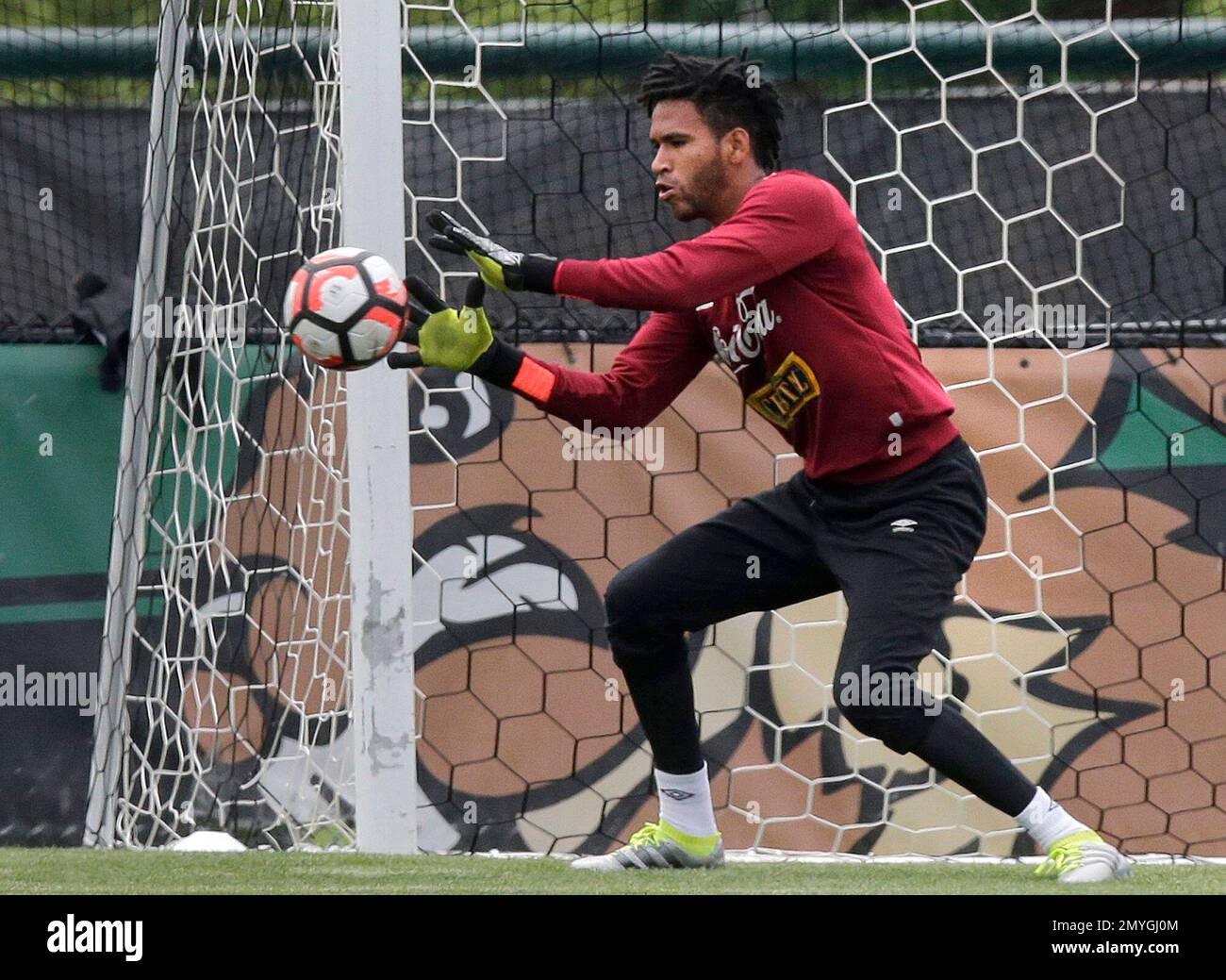 Peru goalkeeper Pedro Gallese makes a save during a Copa America Group ...