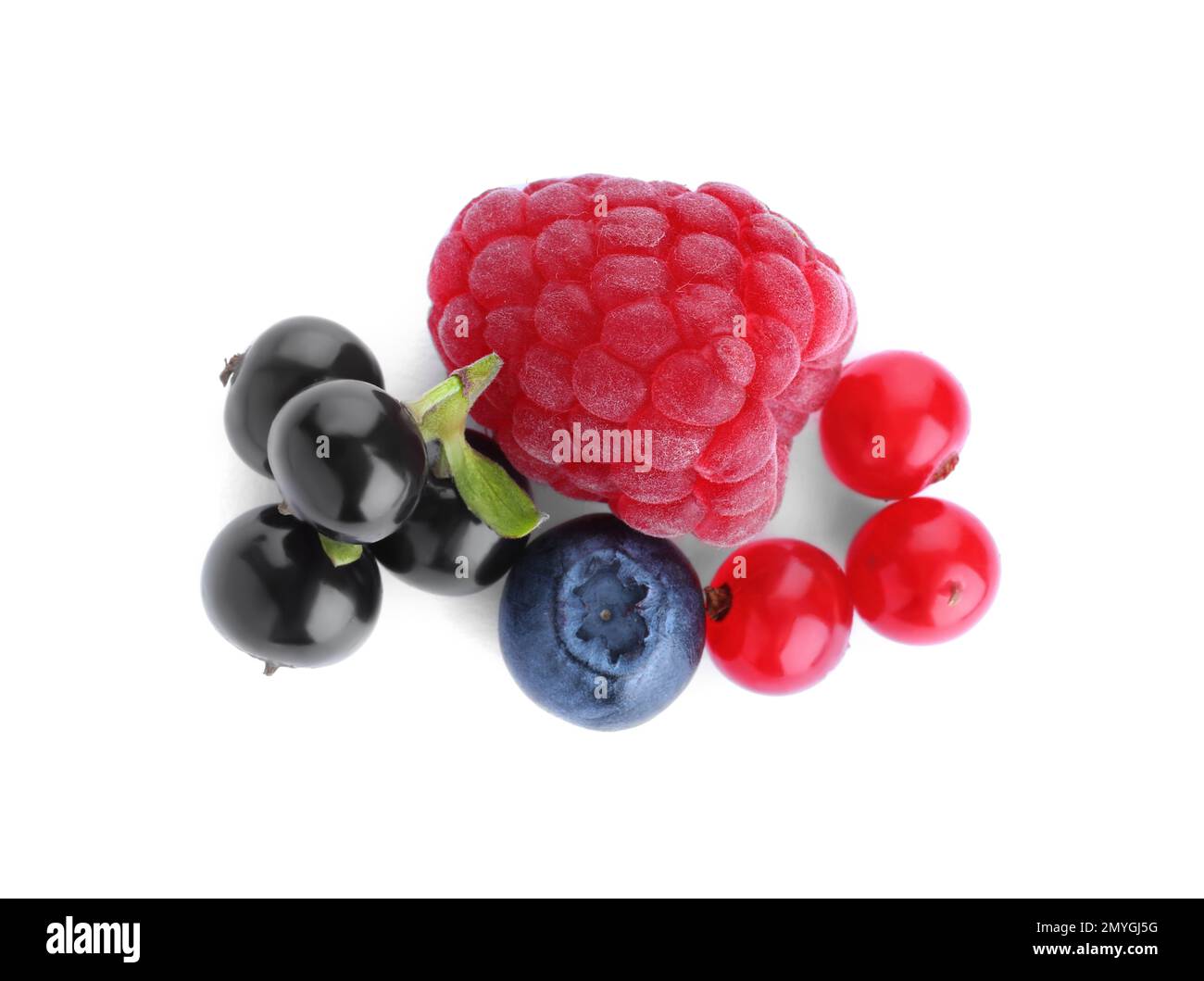 Mix of different fresh berries isolated on white, top view Stock Photo ...