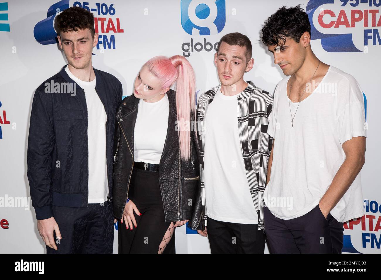 Band members of music group Clean Bandit pose for photographers before ...