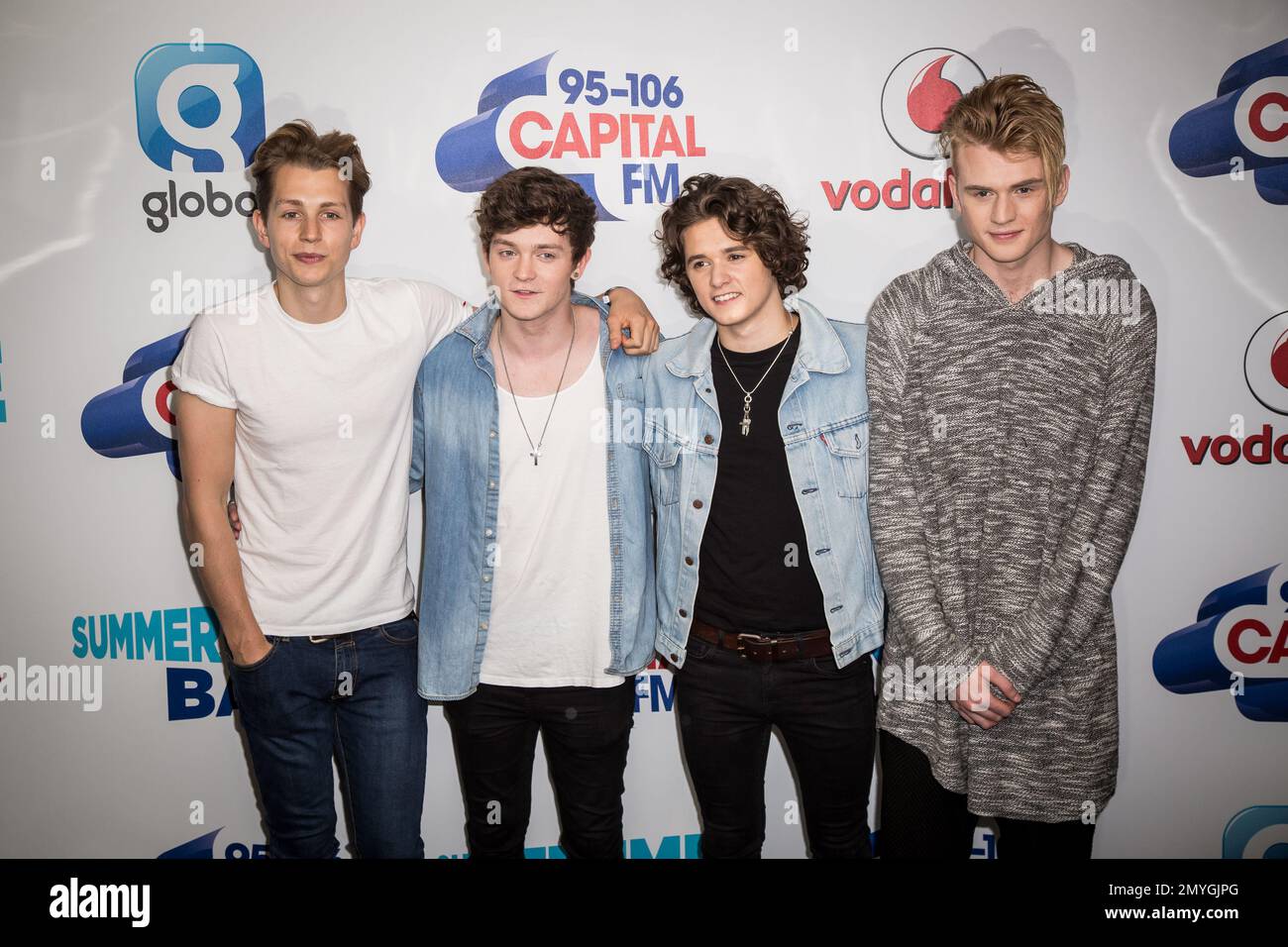 Band members of music group The Vamps pose for photographers before ...