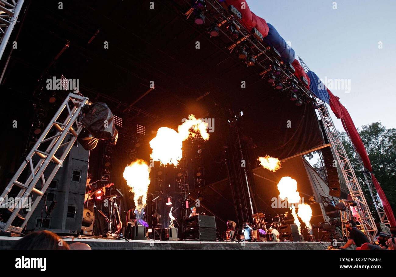 Flames erupt as Ashley Frangipane, known as Halsey, performs at the ...