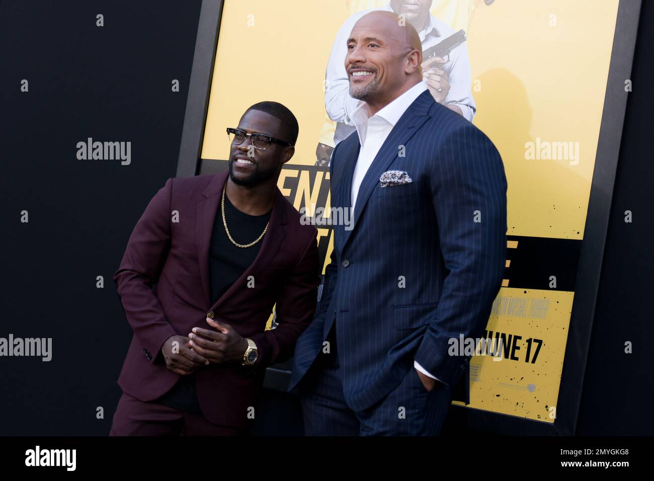 Dwayne Johnson, left, and Kevin Hart attend the LA Premiere of "Central ...