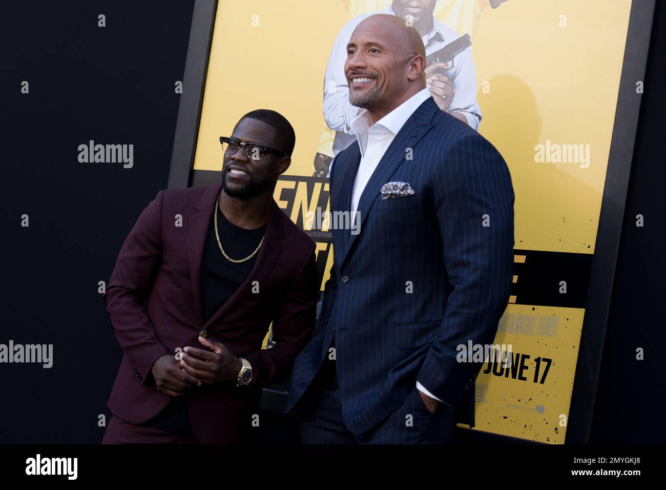 Dwayne Johnson, left, and Kevin Hart attend the LA Premiere of "Central ...