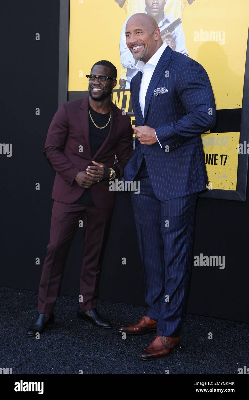 Dwayne Johnson, left, and Kevin Hart attend the LA Premiere of "Central ...