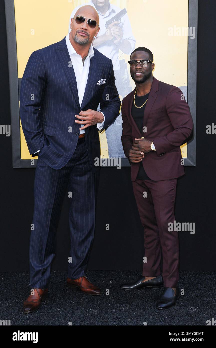 Dwayne Johnson, left, and Kevin Hart attend the LA Premiere of "Central ...