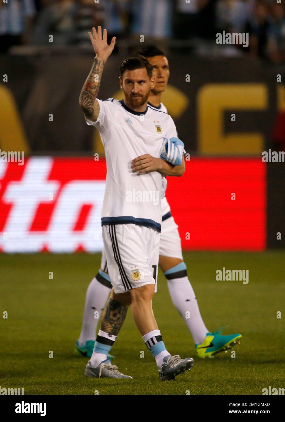 Argentina's Lionel Messi waves to fans before a Copa America Centenario ...