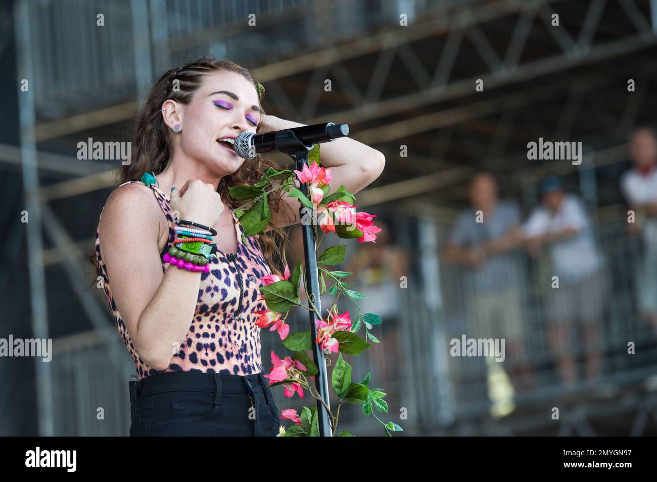 Mandy Lee of MisterWives performs at Bonnaroo Music and Arts Festival ...