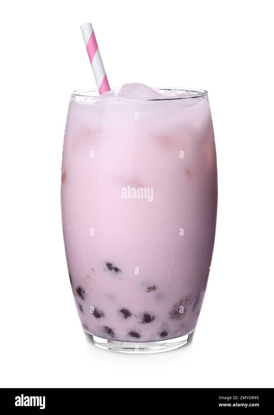 Tasty pink milk bubble tea isolated on white Stock Photo - Alamy