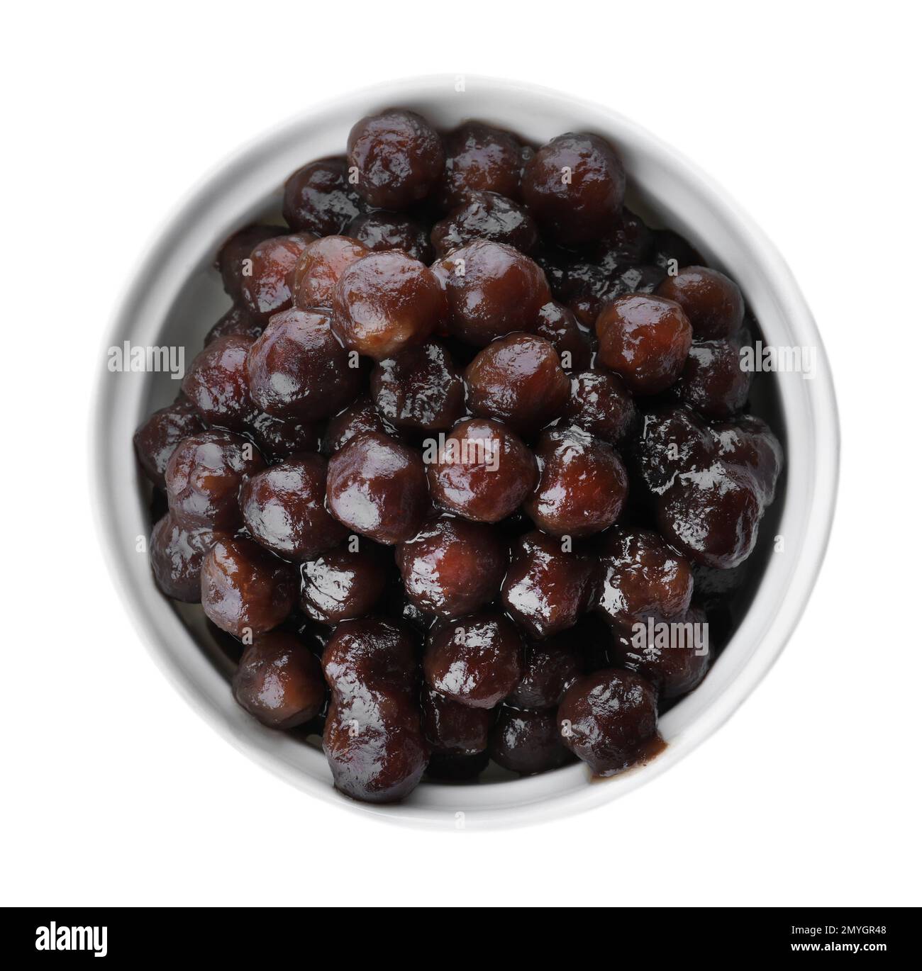 Tapioca balls for milk bubble tea in bowl isolated on white, top view ...