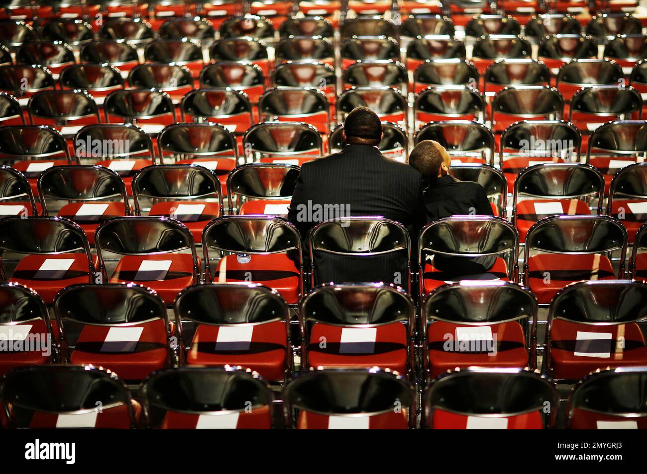 Stephfon Moran, left, sits with his grandson Kevin Slaughter, 9, as ...