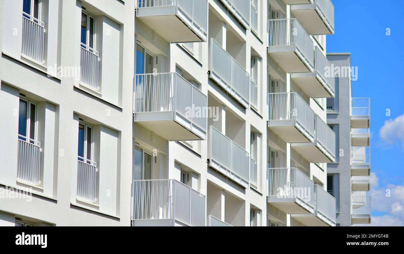 Modern European residential apartment buildings quarter. Abstract ...