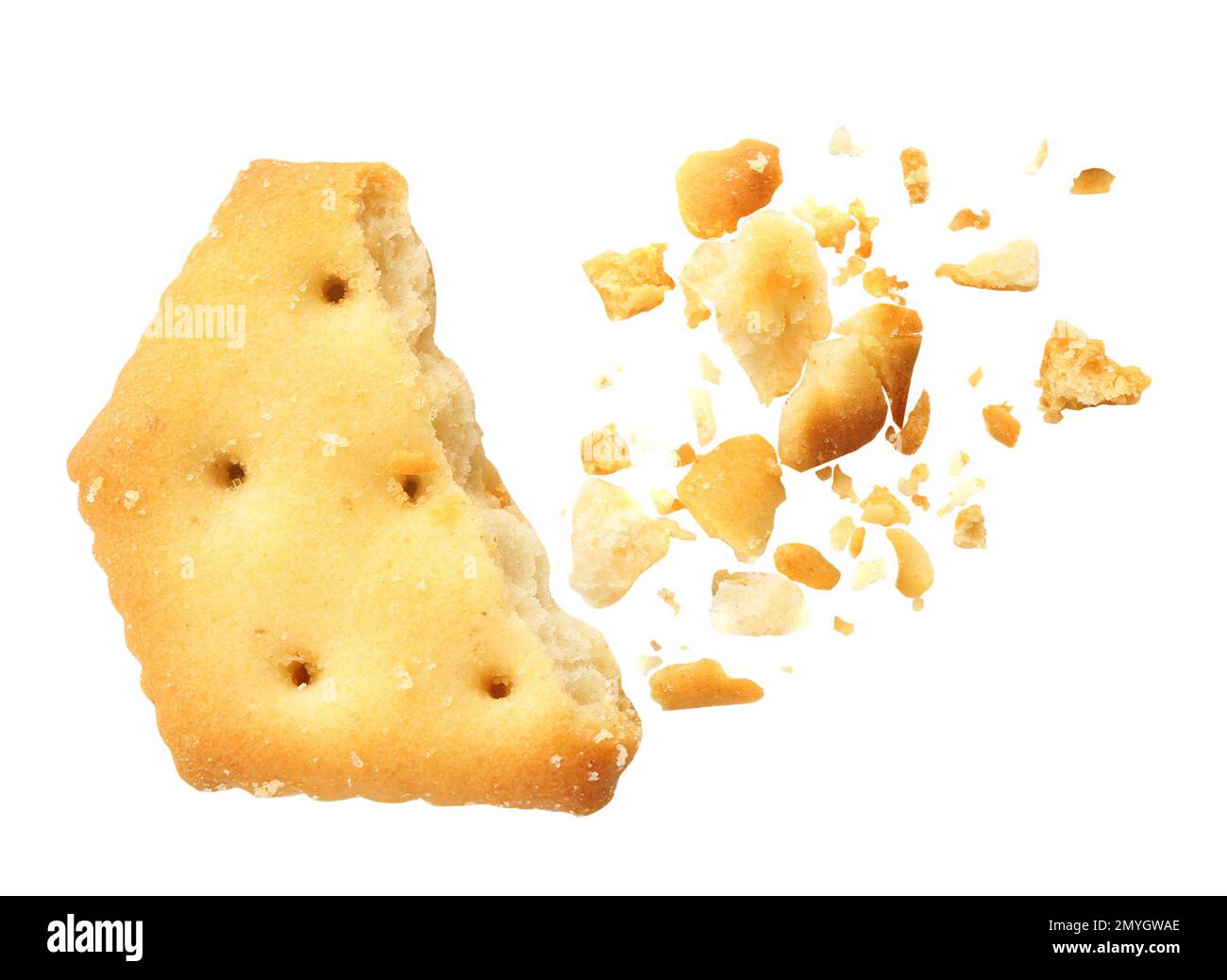 Crushed cracker and crumbs on white background Stock Photo - Alamy