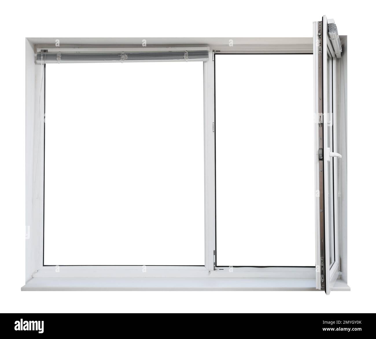 Modern open plastic window on white background Stock Photo - Alamy