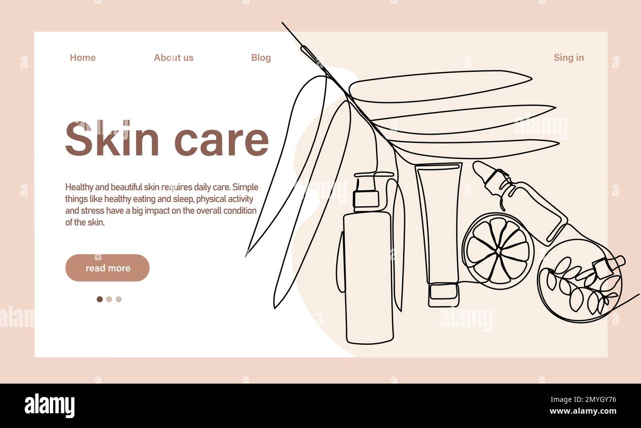 Skin care concept. Landing page template. Morning routine. Bath time ...