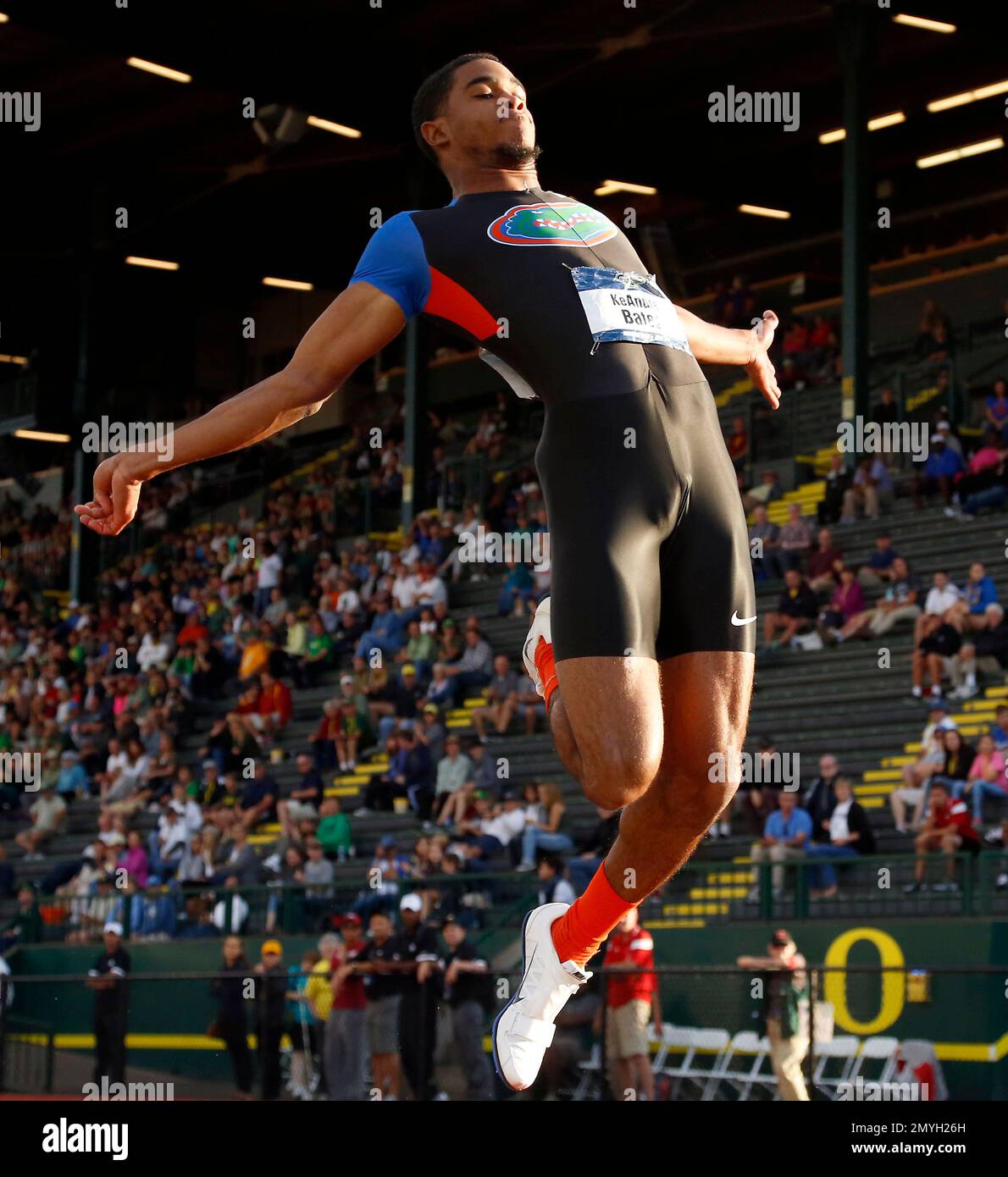 Florida's KeAndre Bates competes in the long jump at the NCAA outdoor ...