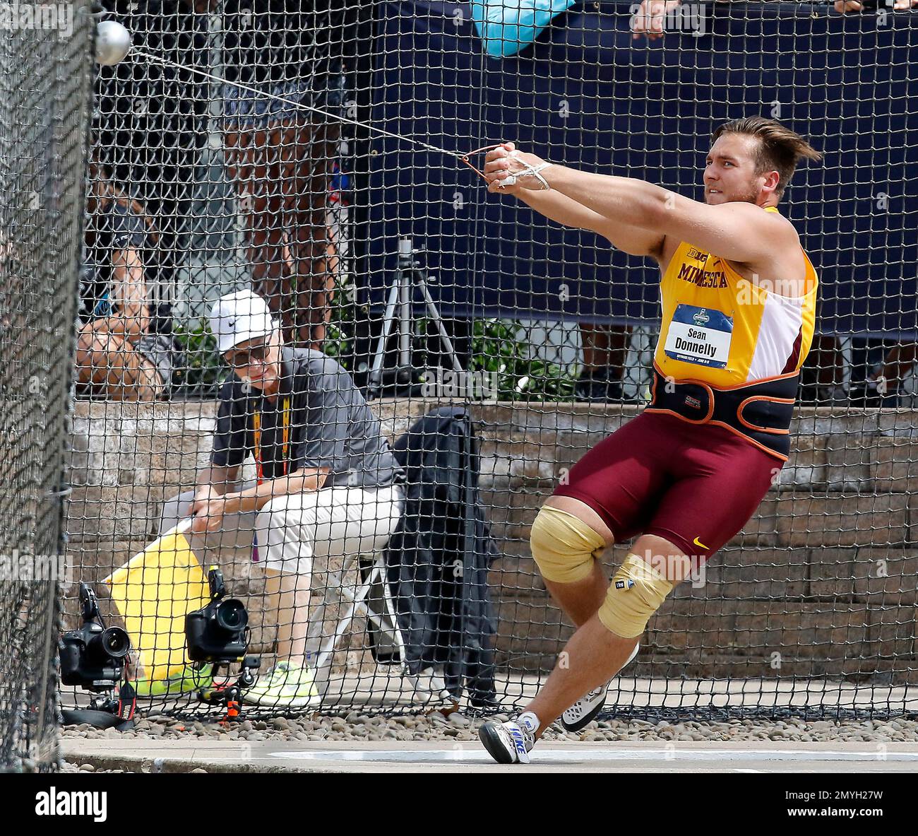Minnesota's Sean Donnelly competes in the men's hammer throw at the ...