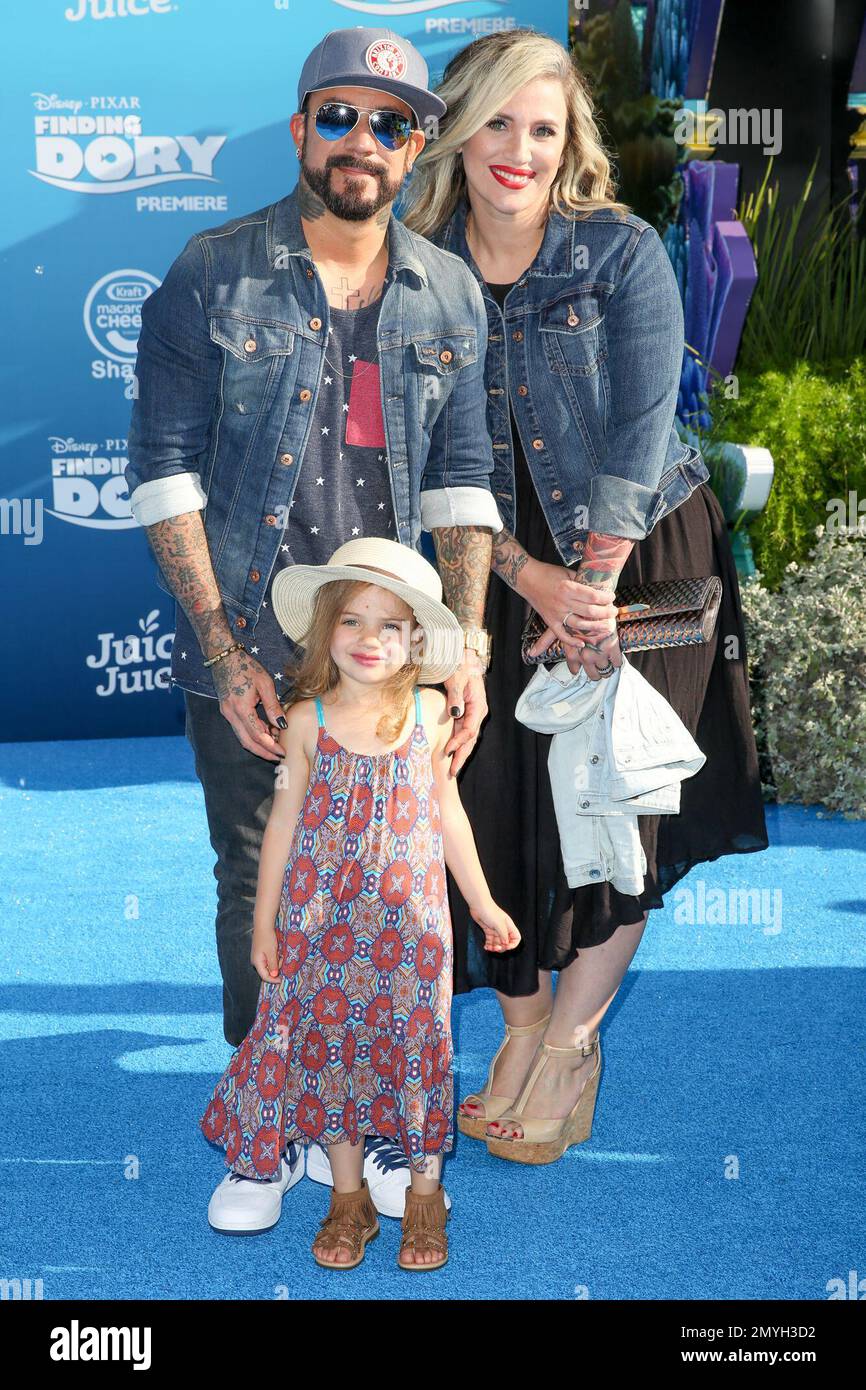A. J. McLean, left, and family arrive at the Premiere of "Finding Dory ...
