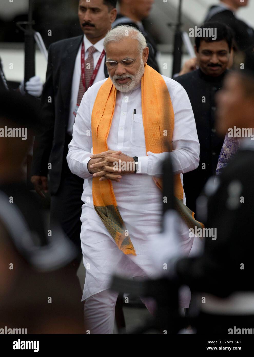 Prime Minister of India Narendra Modi arrives at the Benito Juarez ...