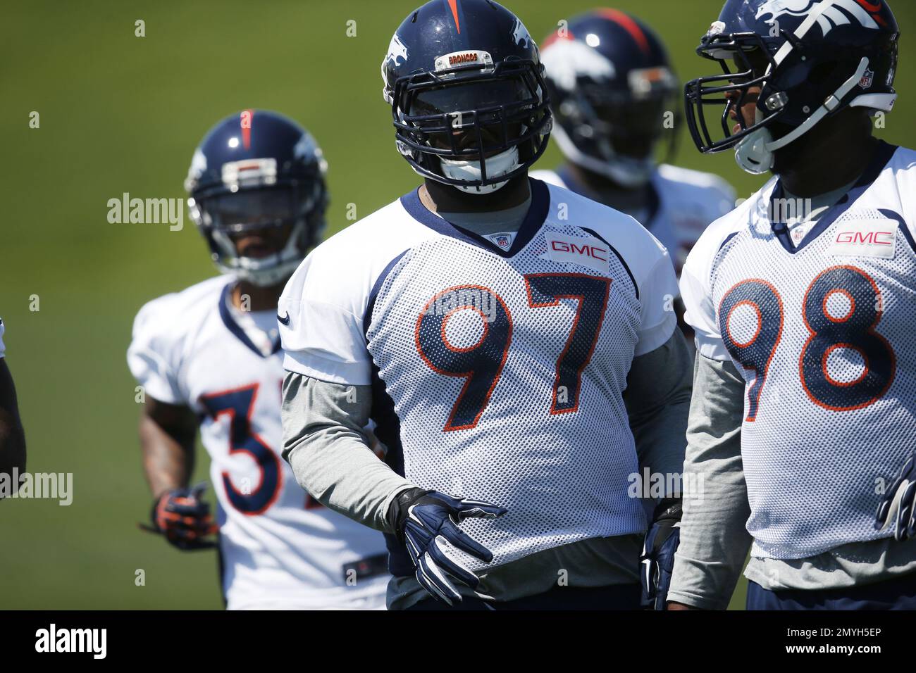 Denver Broncos nose tackles Phil Taylor, left, and Darius Kilgo during ...