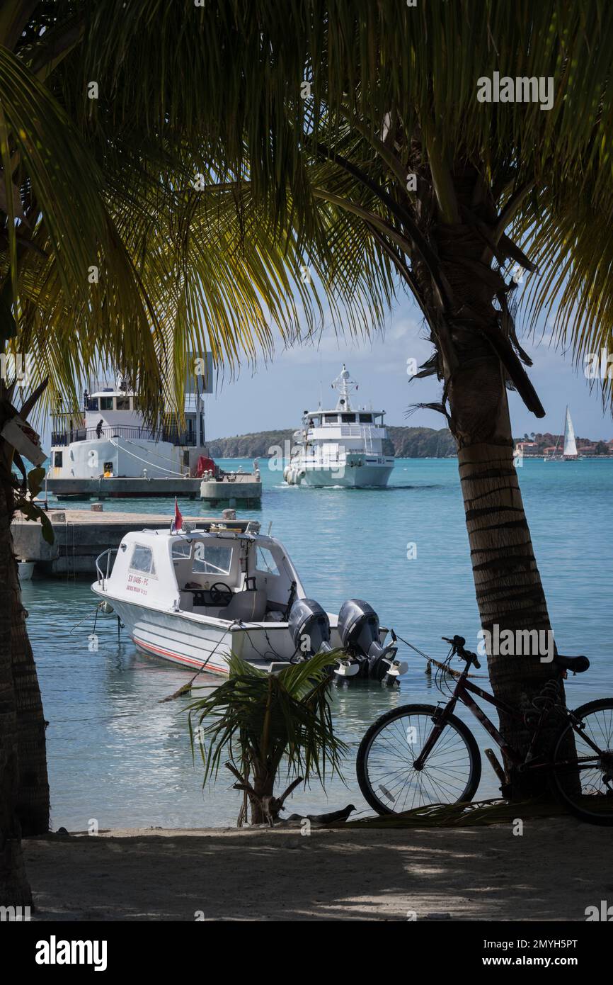 Quiet harbour at Philipsburg, the capital of the Dutch side of the ...