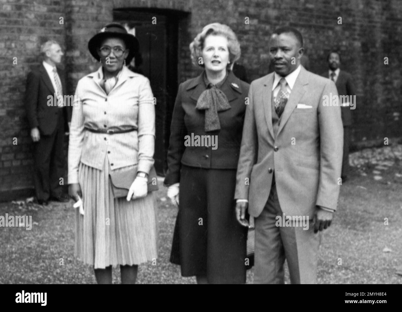 President Quett Masire of Botswana and his wife Gladys, with British ...