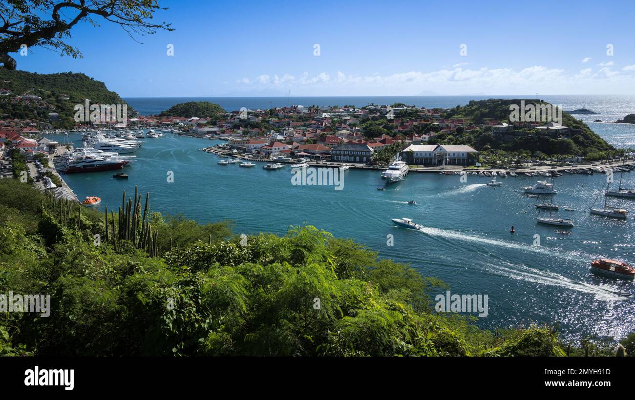 The harbour at Gustavia, capital of the French Caribbean island of St ...