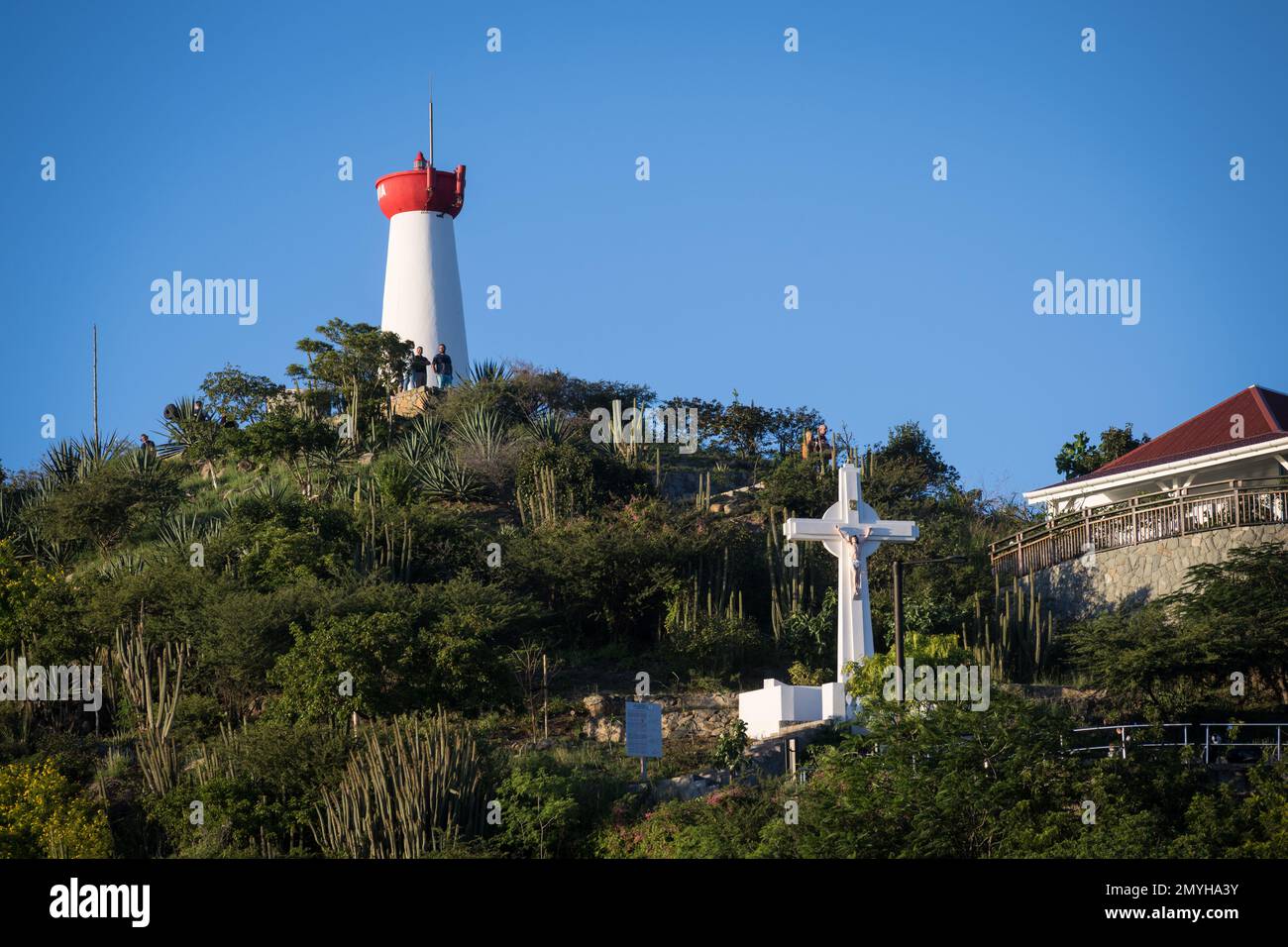 Headland overlooking the port of Gustavia, capital of the French ...