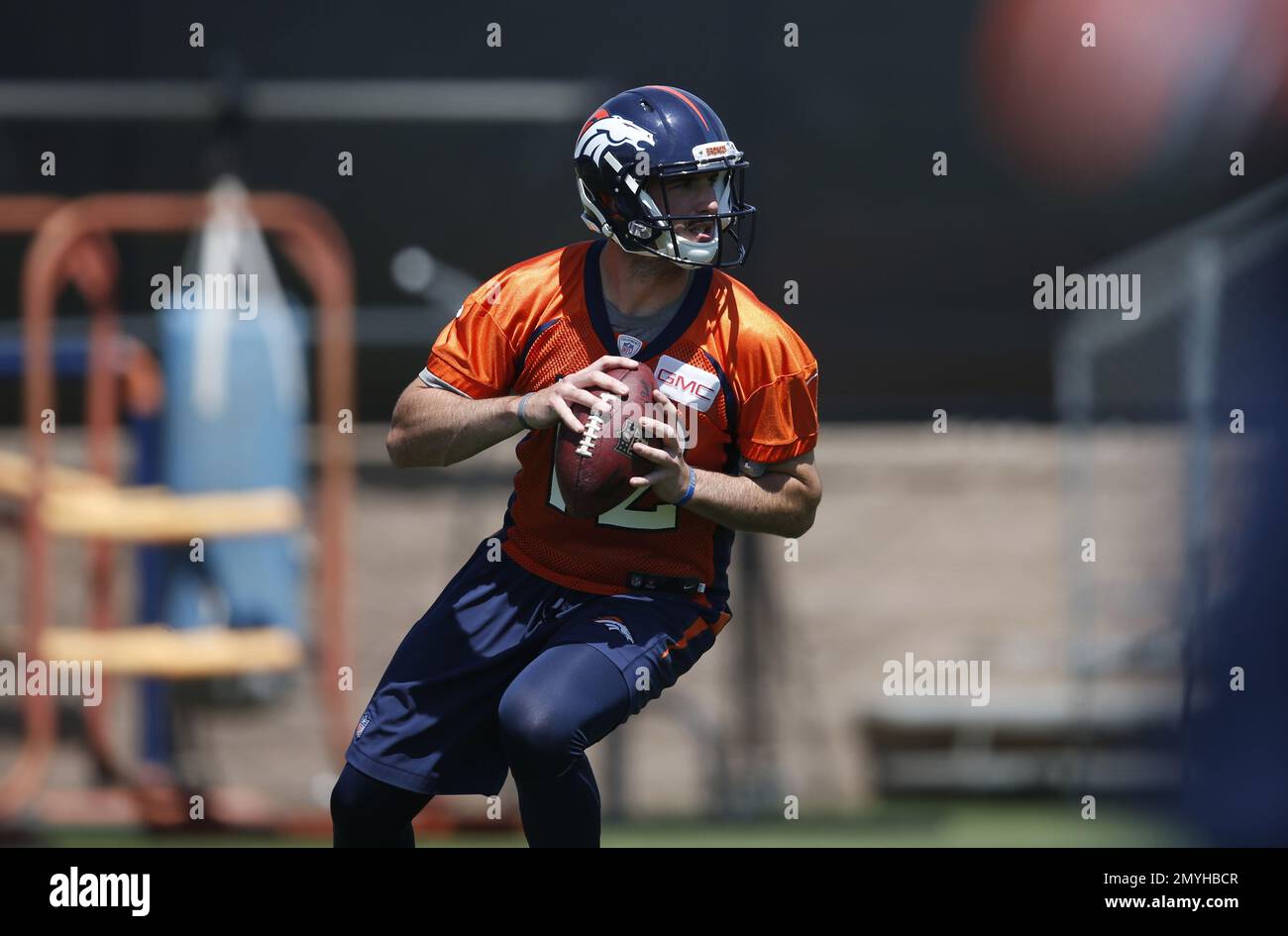Denver Broncos rookie quarterback Paxton Lynch during an NFL football ...