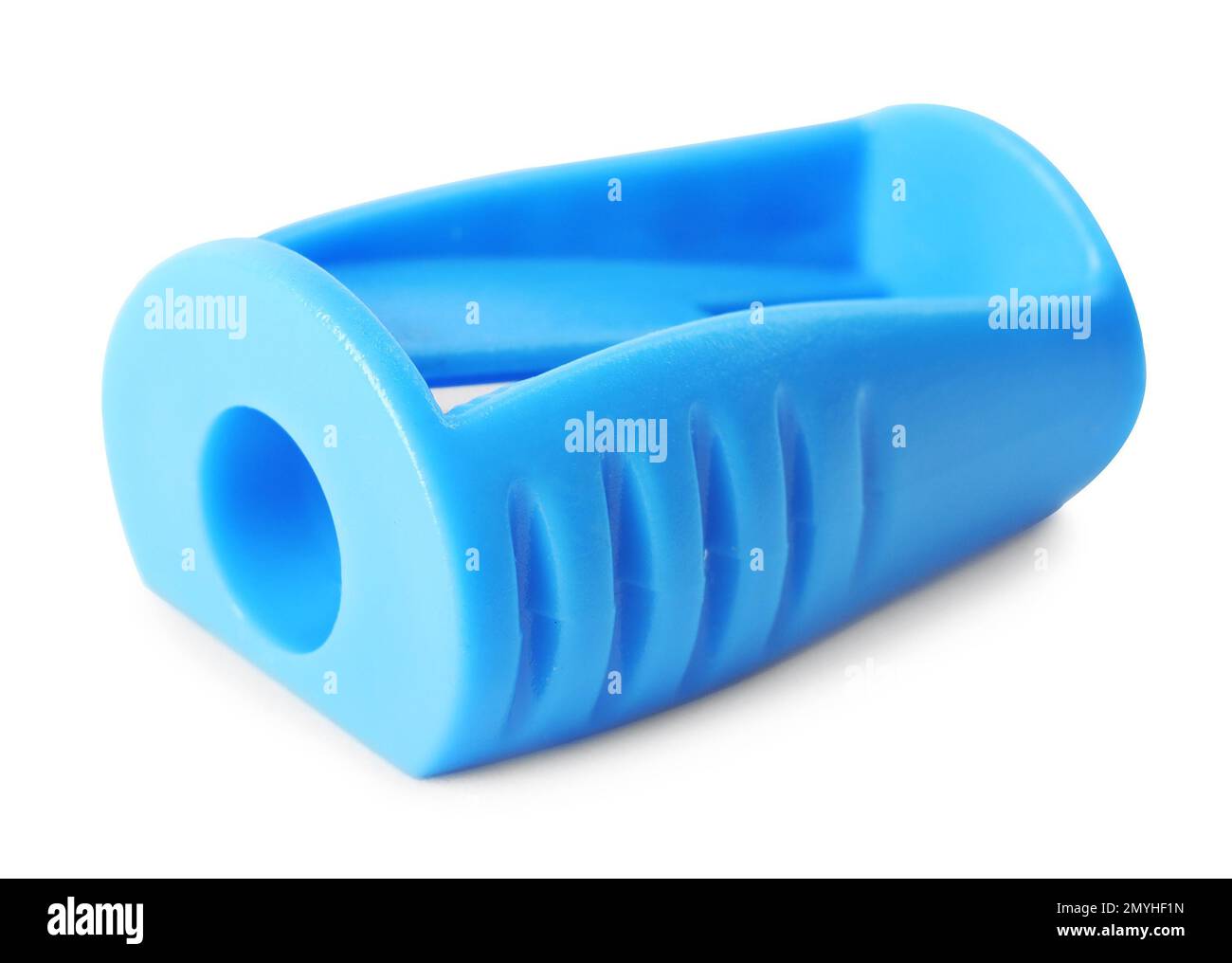 Bright blue pencil sharpener isolated on white. School stationery Stock ...