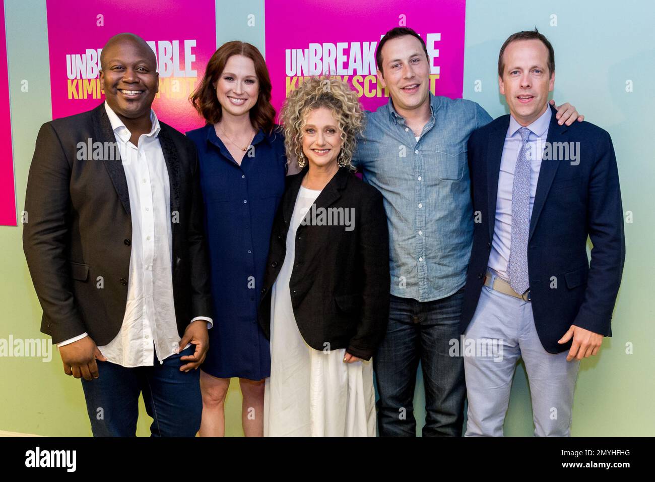 Tituss Burgess, from left, Ellie Kemper, Carol Kane, Mike Carlsen, and ...