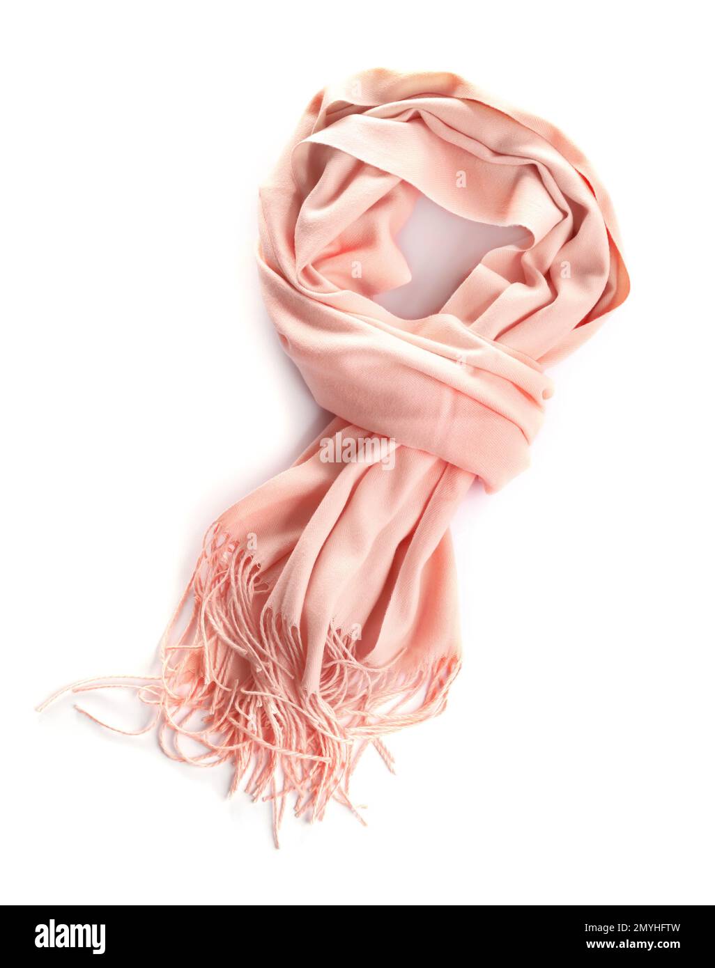 Stylish scarf on white background, top view Stock Photo - Alamy