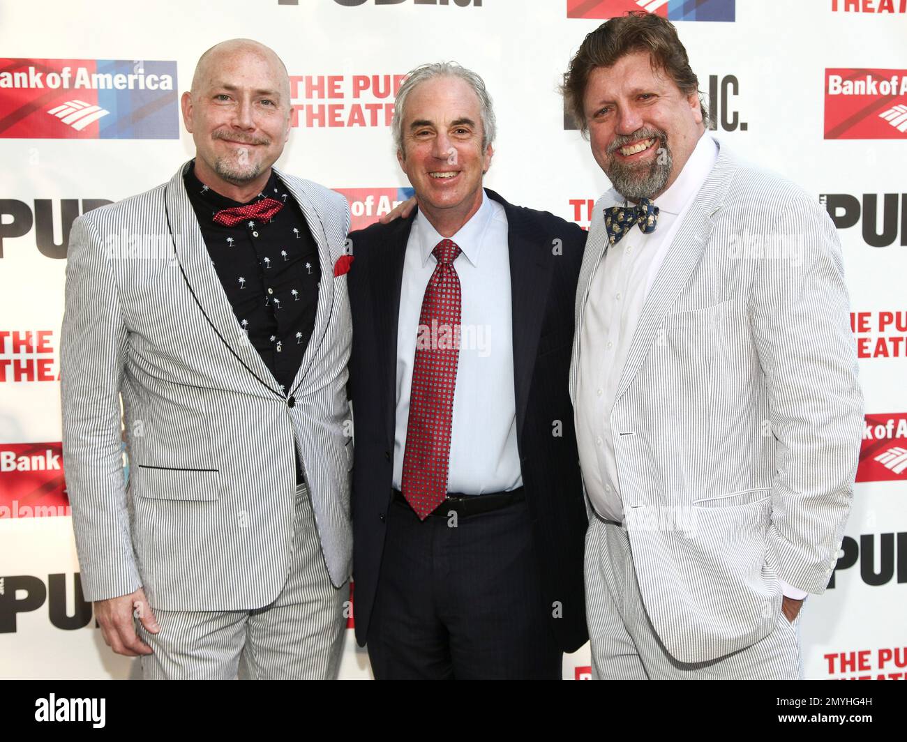 Patrick Willingham, from left, Jeff Barker and Oskar Eustis attend the ...