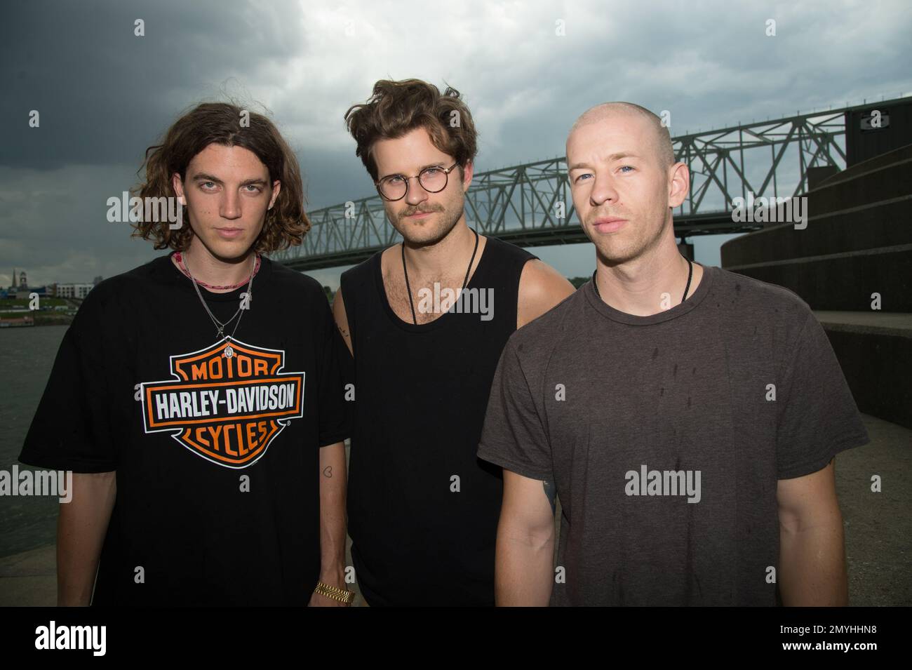 Paul Klein, Jake Goss, and Les Priest of Lany pose at Bunbury Music ...