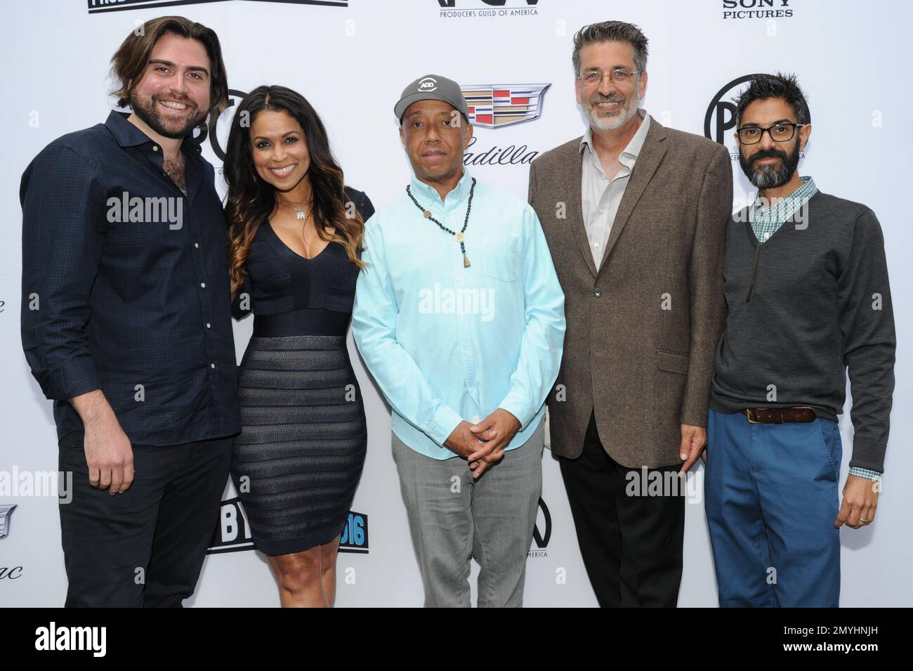 Jake Stein, from left, Tracey Edmonds, Russell Simmons, Chris Conti and ...