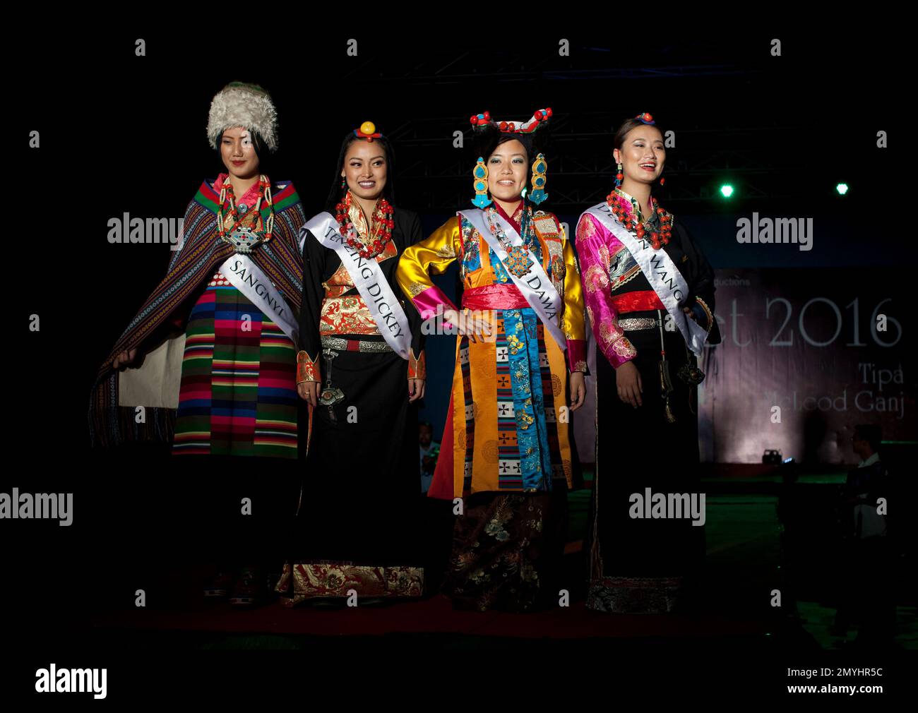 The Miss Tibet 2016 beauty pageant contestants, from left, Tenzin ...
