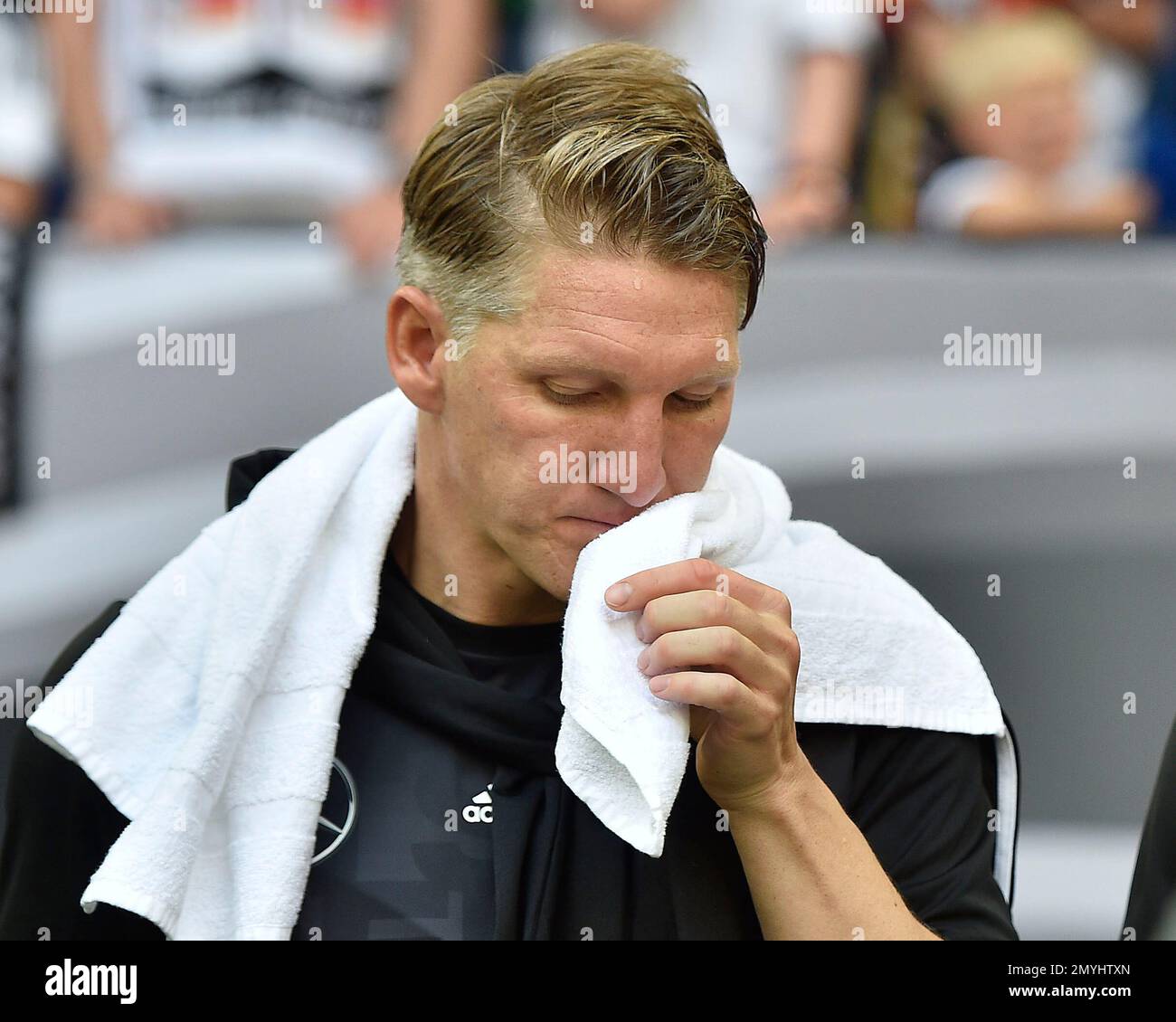Germany's Bastian Schweinsteiger reacts prior the international ...