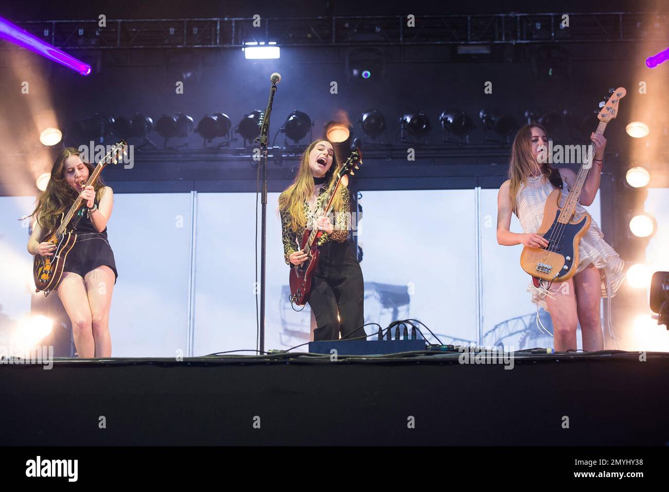 Alana Haim, left, Danielle Haim and Este Haim from the band Haim ...