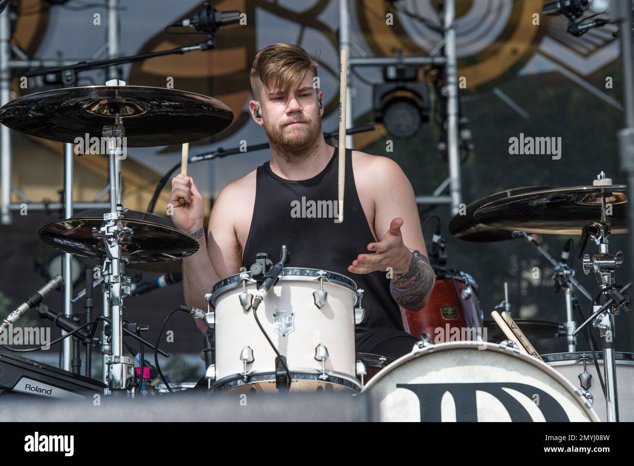 Justin Nace of PVRIS performs at Bunbury Music Festival at Sawyer Point ...