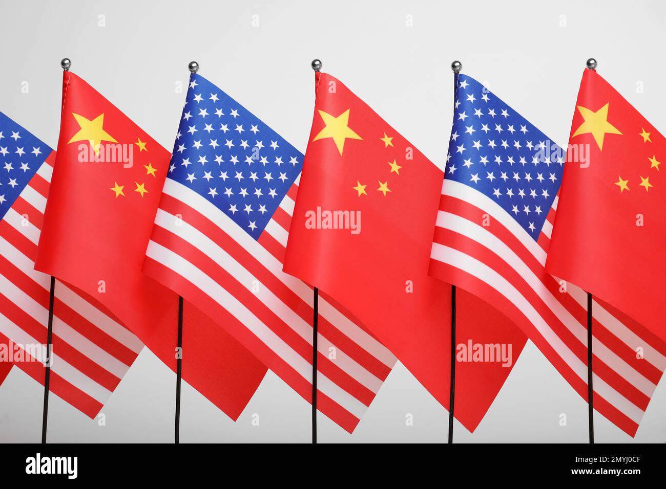 USA and China flags on white background. International relations Stock ...