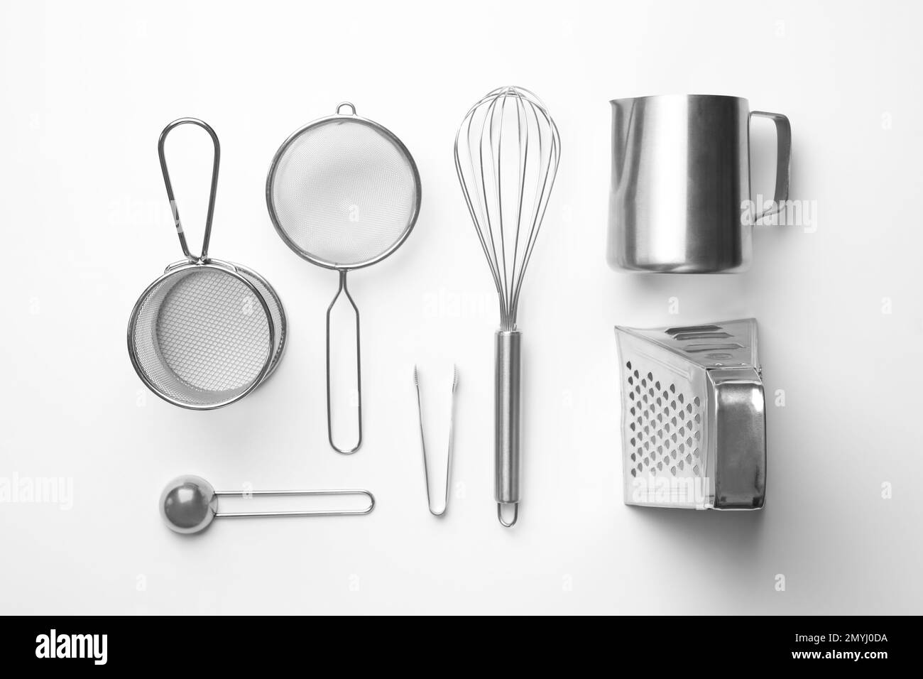 Kitchen utensils top view Black and White Stock Photos & Images - Alamy