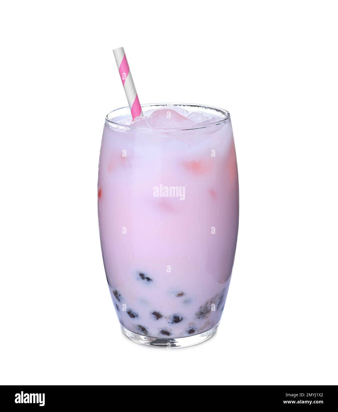 Tasty pink milk bubble tea isolated on white Stock Photo - Alamy
