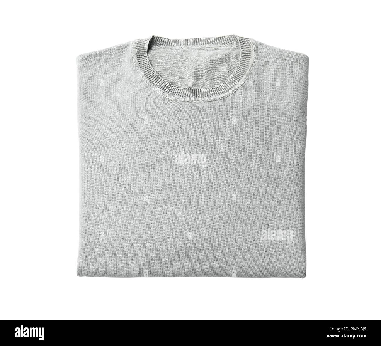 Folded light grey sweater isolated on white, top view Stock Photo - Alamy