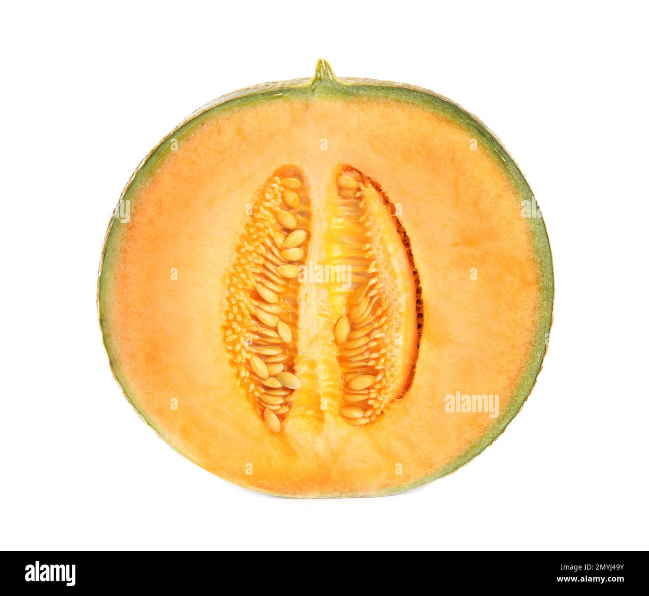 Tasty fresh cut melon isolated on white Stock Photo - Alamy