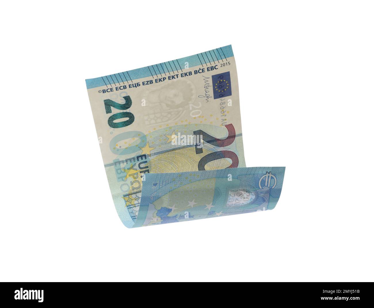 20 Euro banknote flying on white background Stock Photo - Alamy