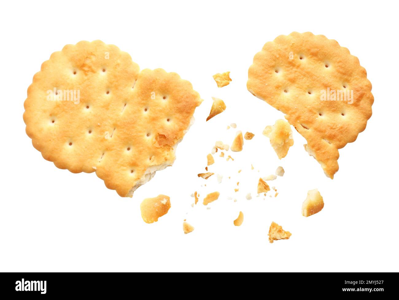 Crushed cracker and crumbs on white background Stock Photo - Alamy