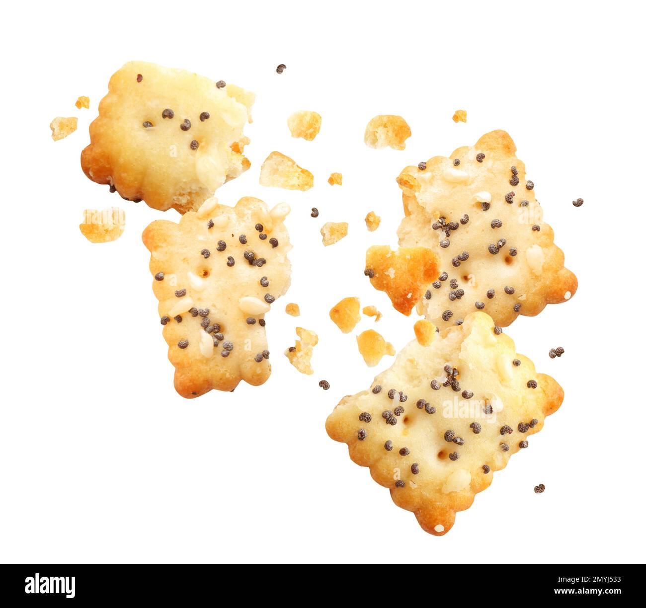 Crushed crackers and crumbs on white background Stock Photo - Alamy